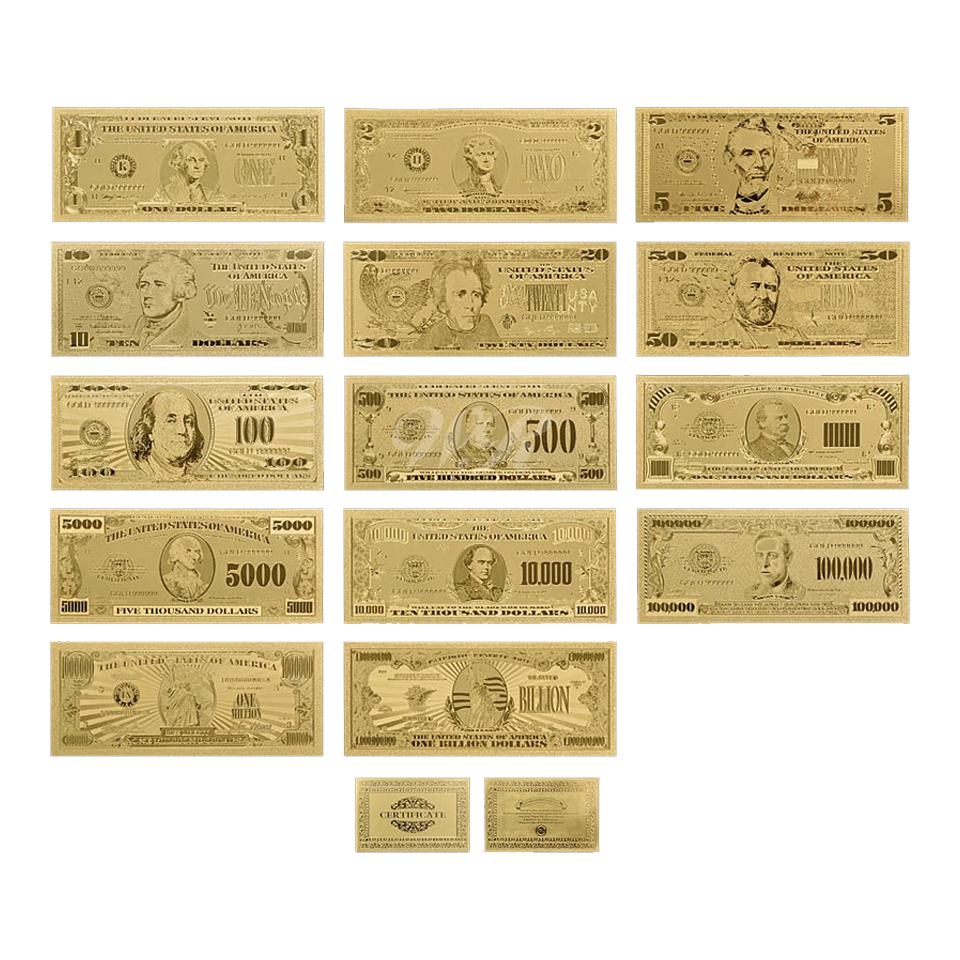 Gold & Silver Plated Foil Bank Notes // USA – Patriot Gold Reserves